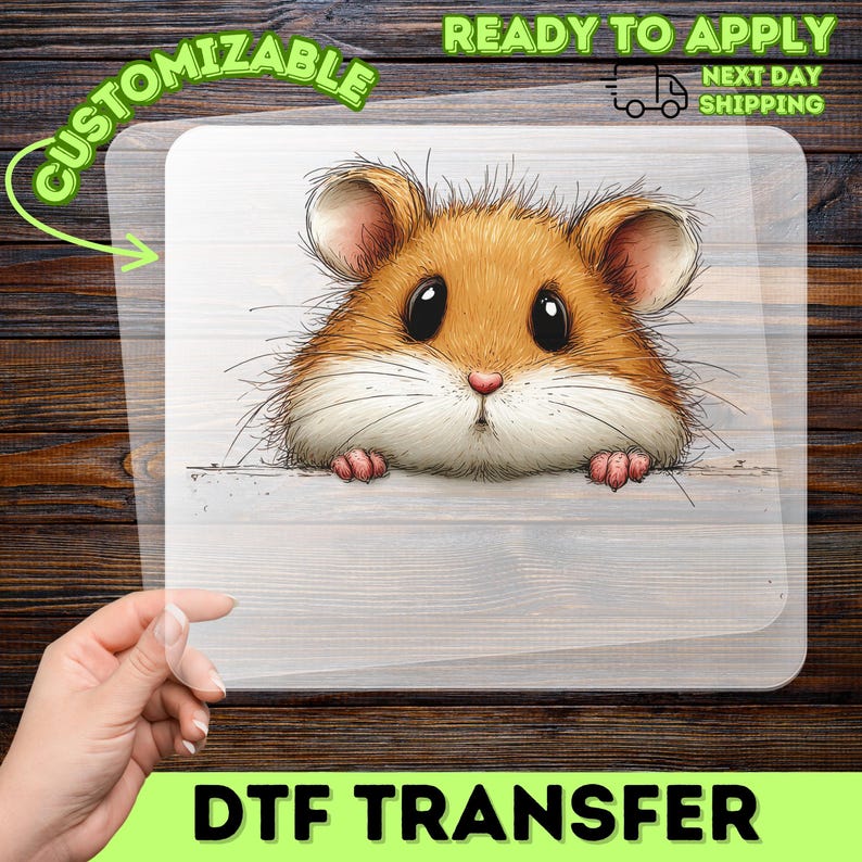 Realistic Hamster Illustration DTF Transfer, Cute Pet Lover Iron-on ...