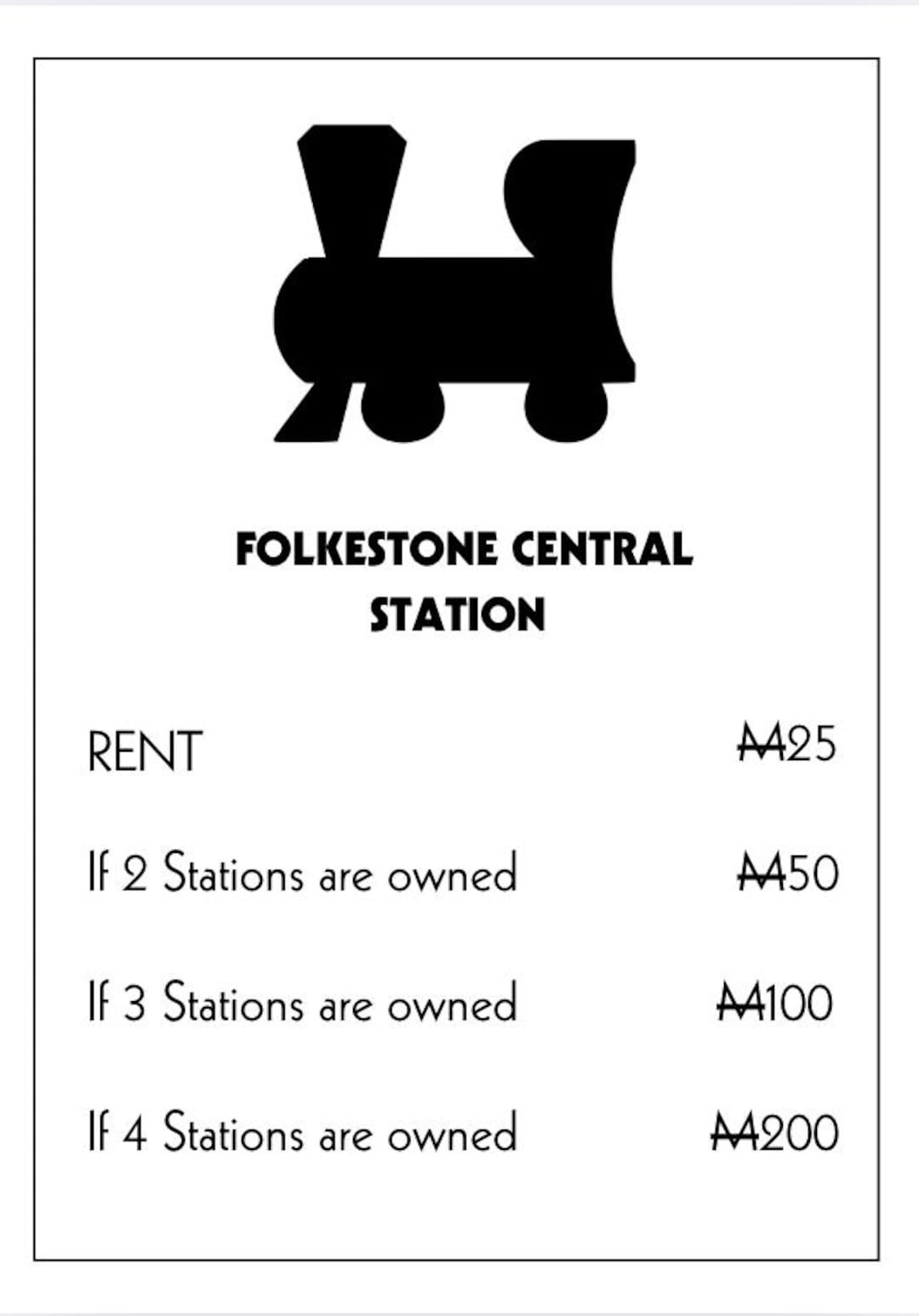 Folkestone Central Railway Print | Monopoly-inspired Print | Digital ...