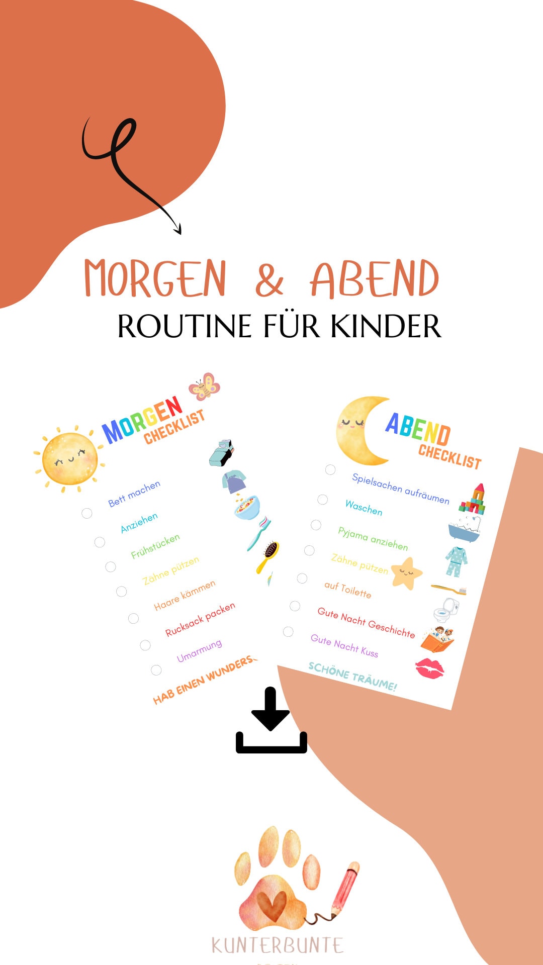 Morning and Evening Routine Checklist for Children Fun & Structure in ...