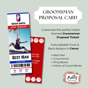 Basketball Groomsmen & Best Man Proposal Sport Ticket Invite, Grooms ...