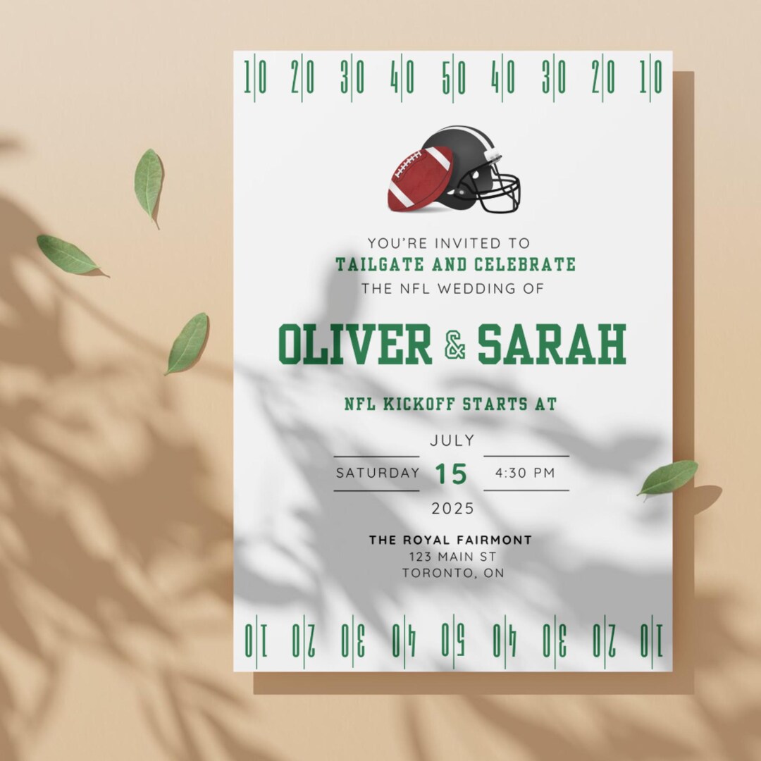 Football Wedding Invitation, Stag and Doe Football Wedding Invite Card ...