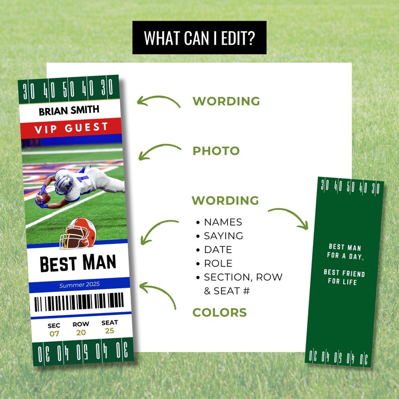 Football Groomsman Proposal Ticket, Best Man Invitation Card ...
