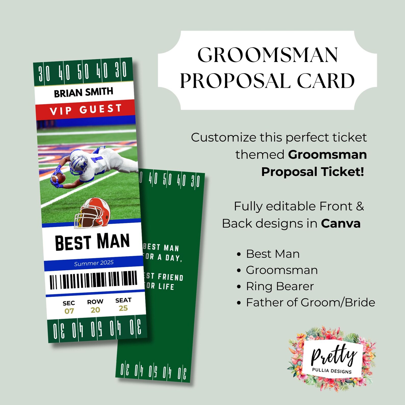 Football Groomsman Proposal Ticket, Best Man Invitation Card ...