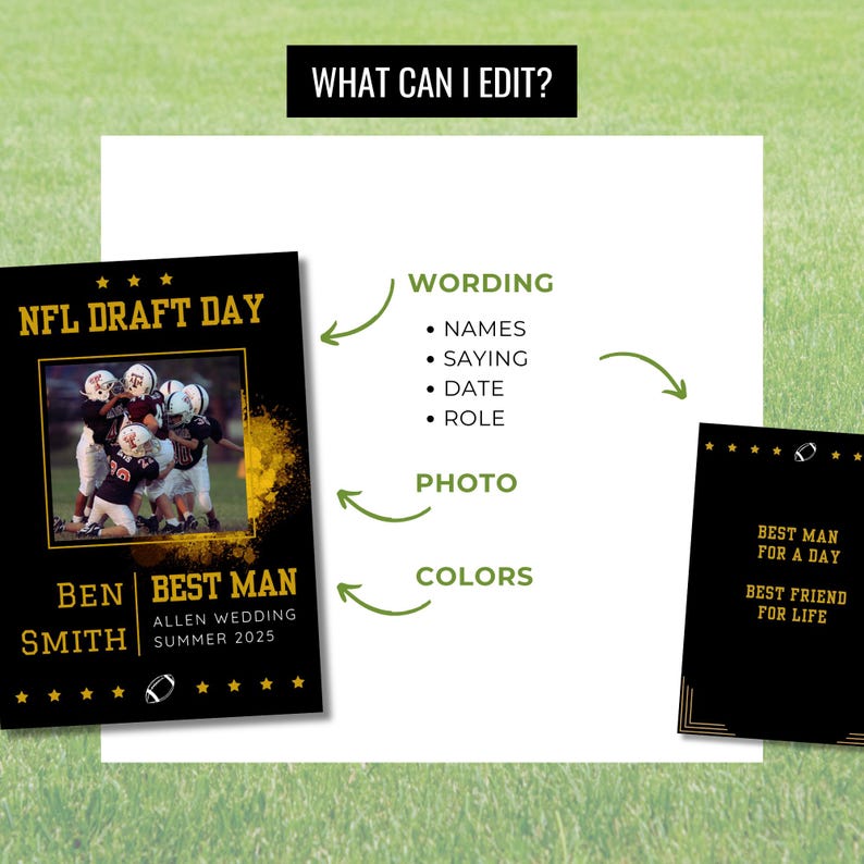 NFL Best Man Draft Day Proposal Card, Groomsmen Football Invitation ...