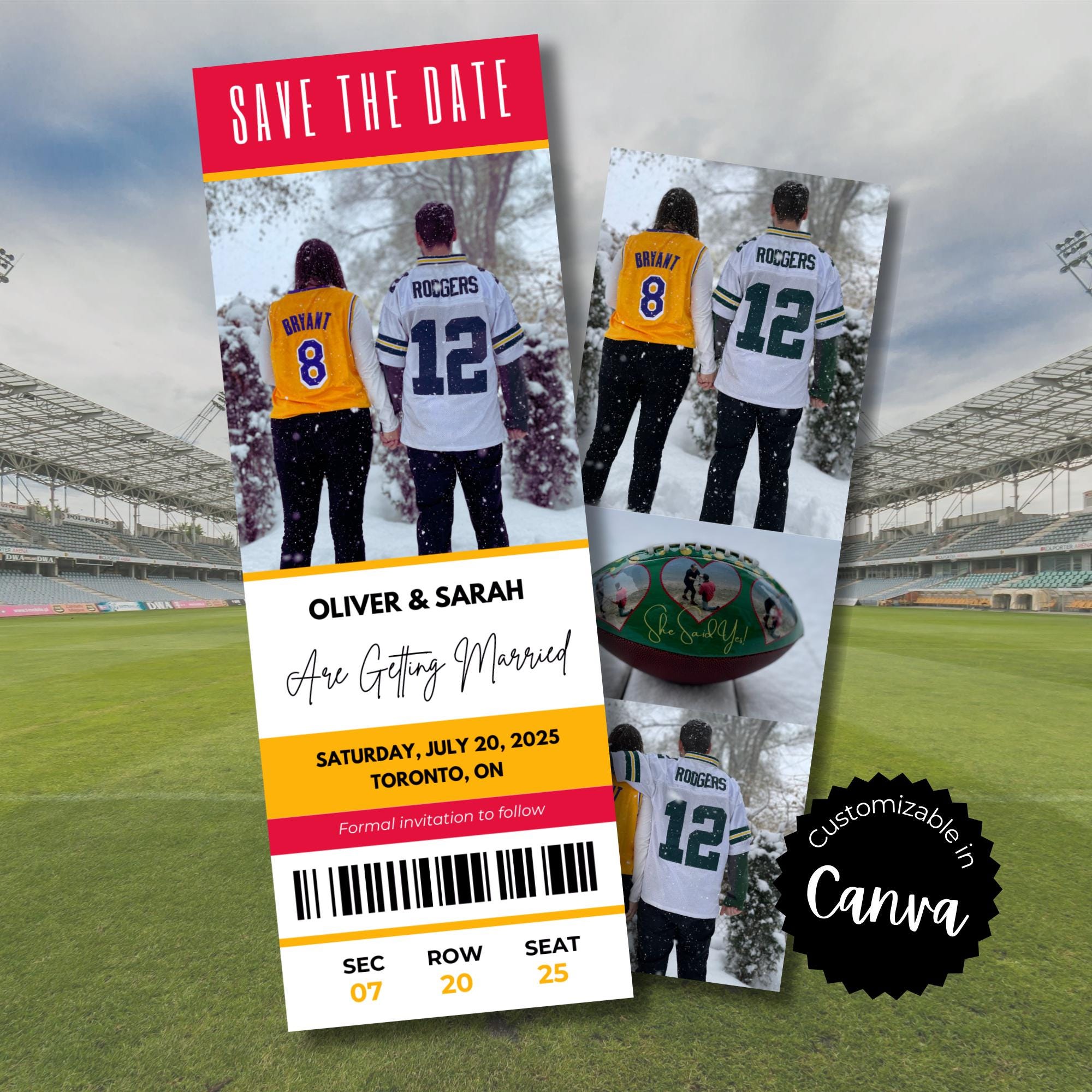 Sport Ticket Wedding Save the Date Invitation, Football, Basketball ...