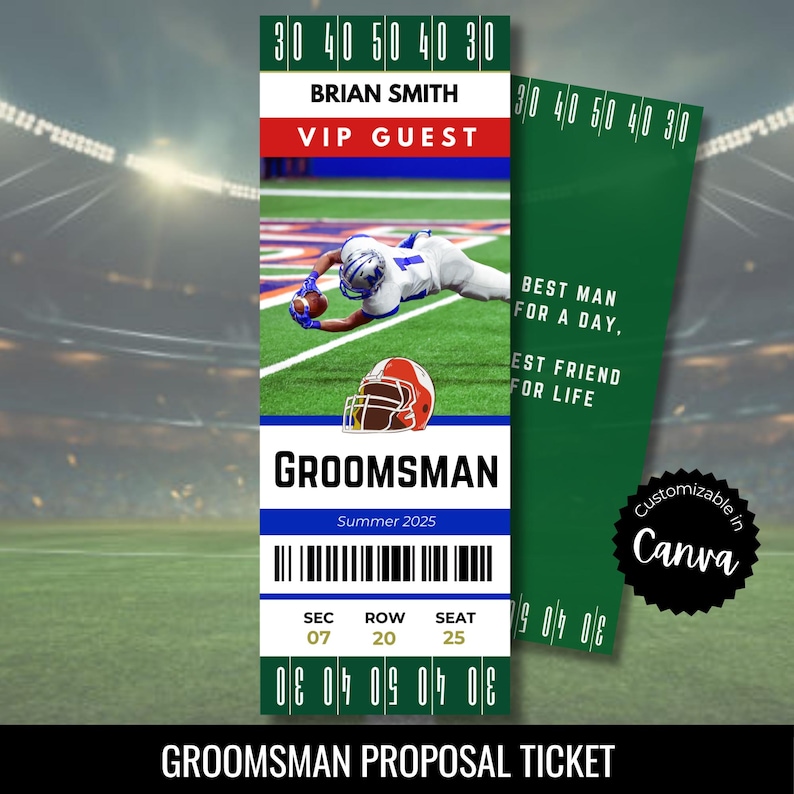 Football Groomsman Proposal Ticket, Best Man Invitation Card ...