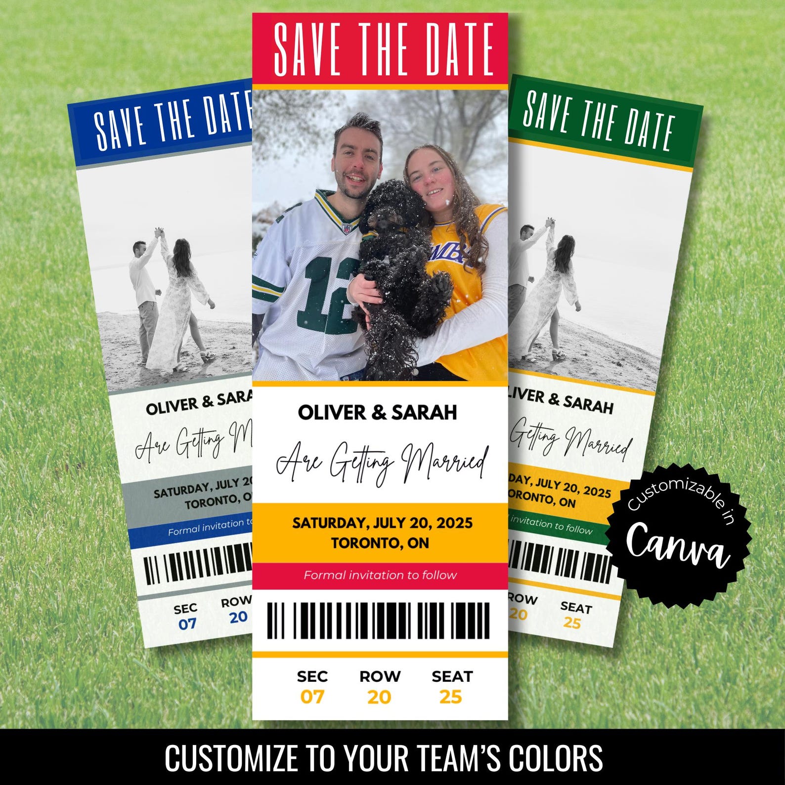 Sport Ticket Wedding Save the Date Invitation, Football, Basketball ...