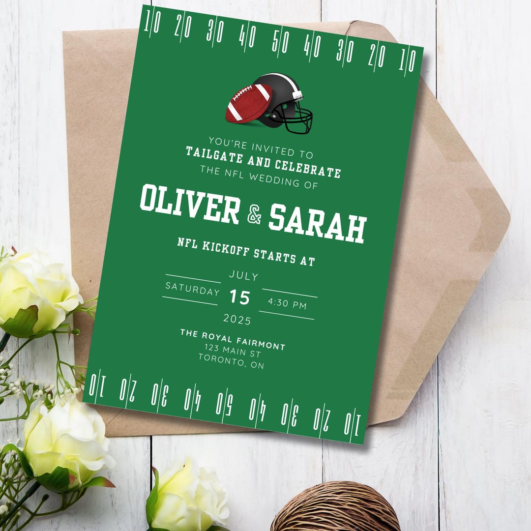 NFL Football Wedding Invitation, Sport Wedding Printable Invite ...