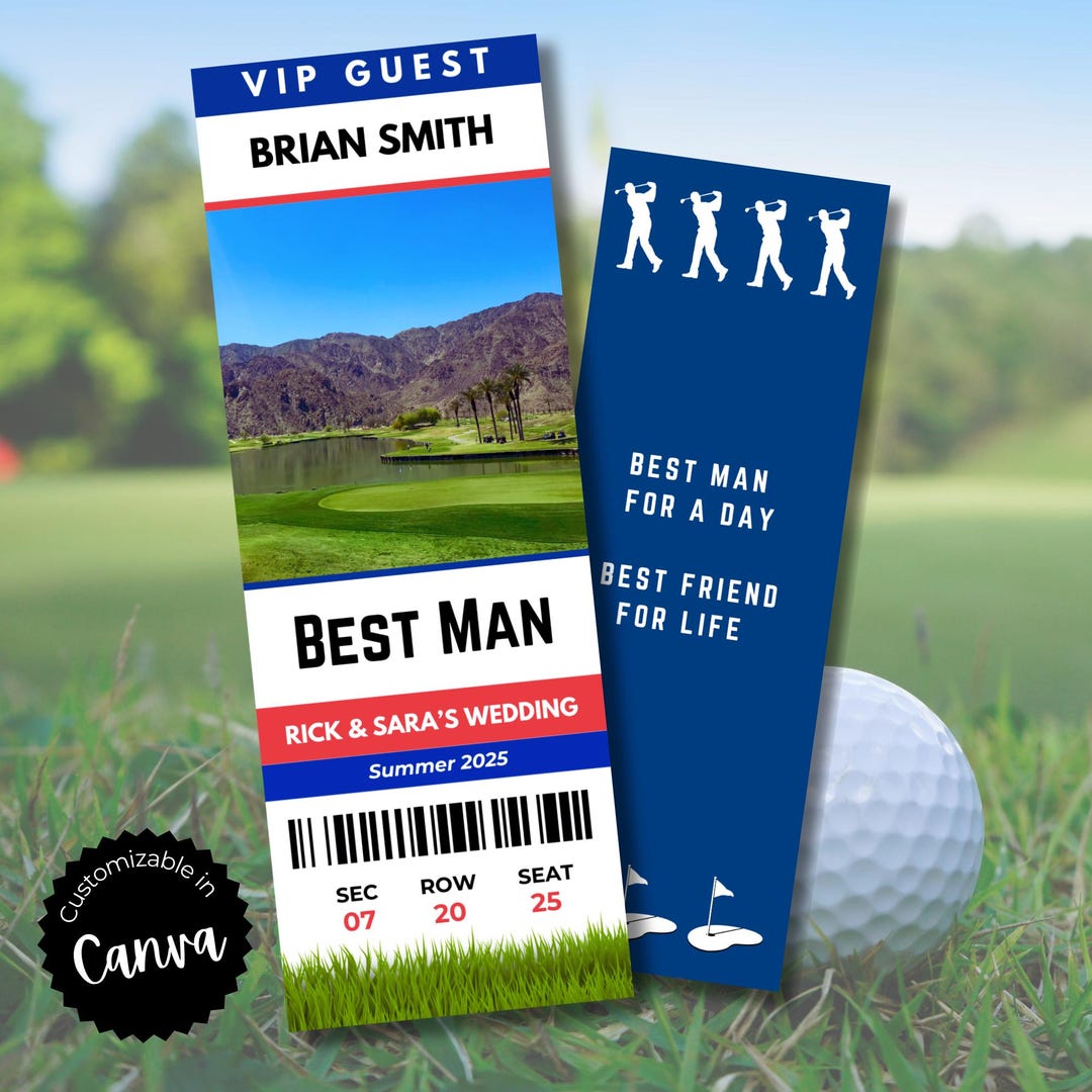 Golf Groomsman Proposal Ticket Card, PGA & Masters Best Man Wedding ...