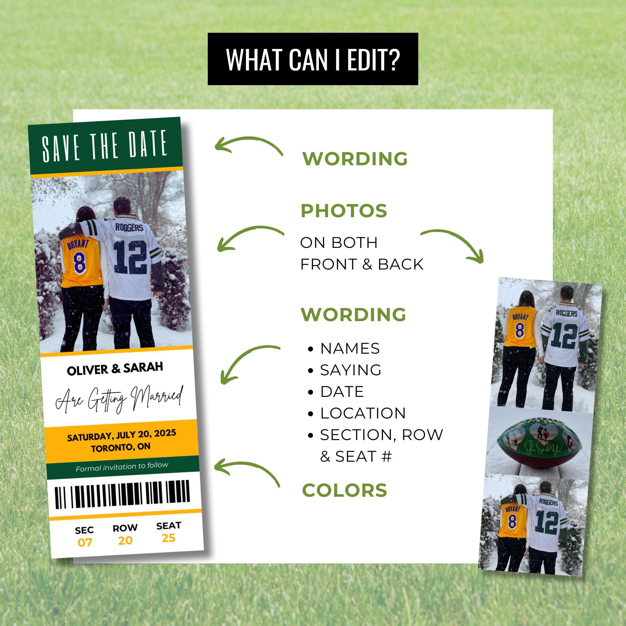 Sport Ticket Wedding Save the Date Invitation, Football, Basketball ...