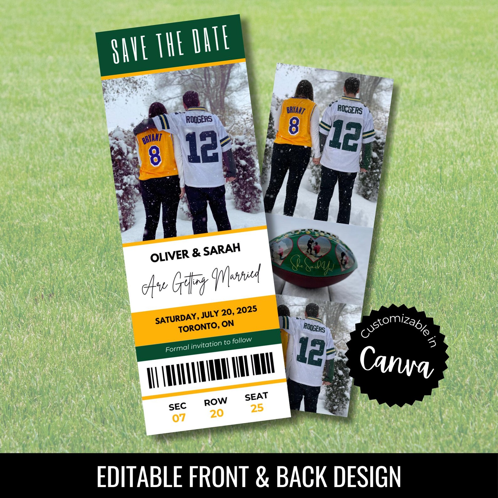 Sport Ticket Wedding Save the Date Invitation, Football, Basketball ...