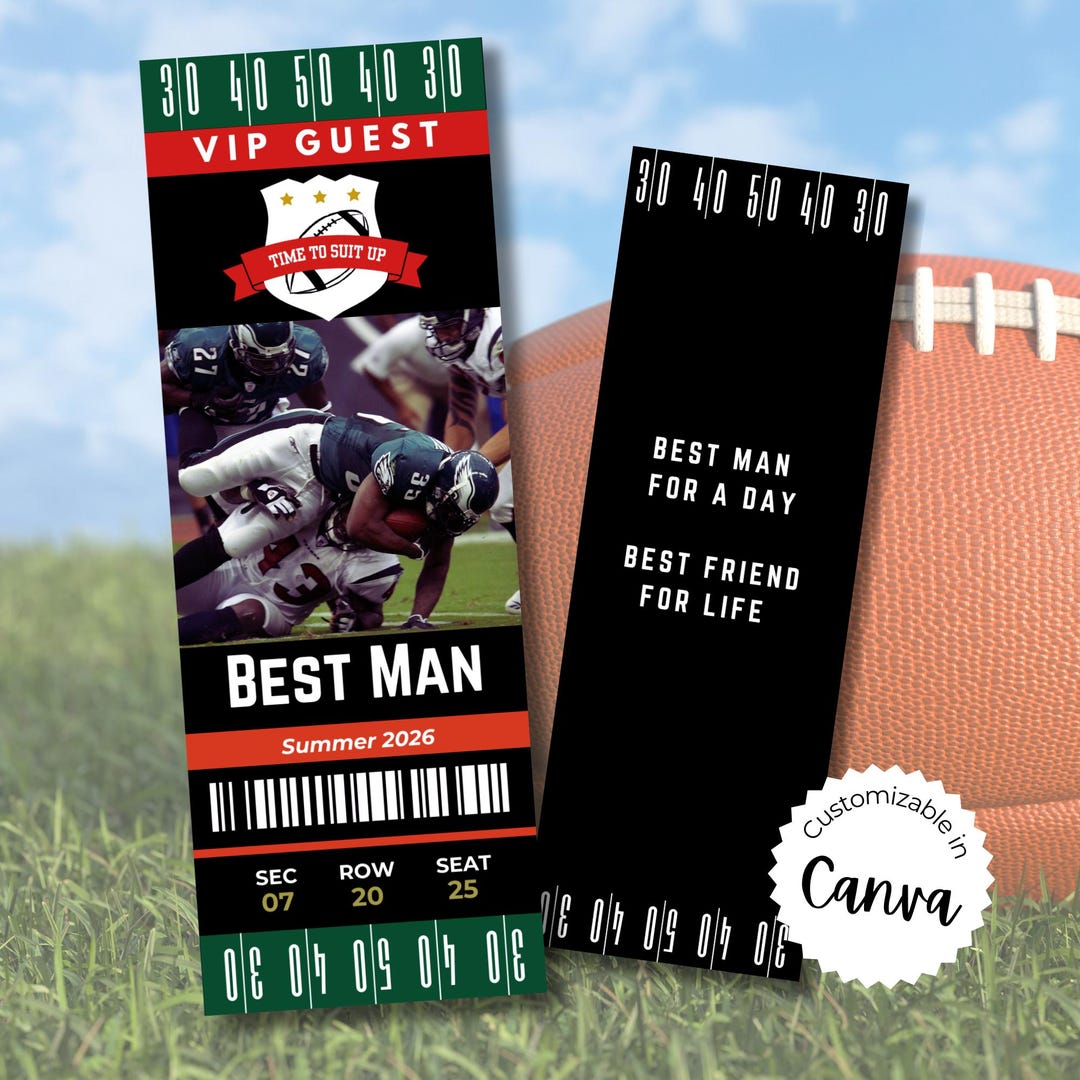 NFL Football Groomsman Proposal Ticket, Best Man Invitation Card ...