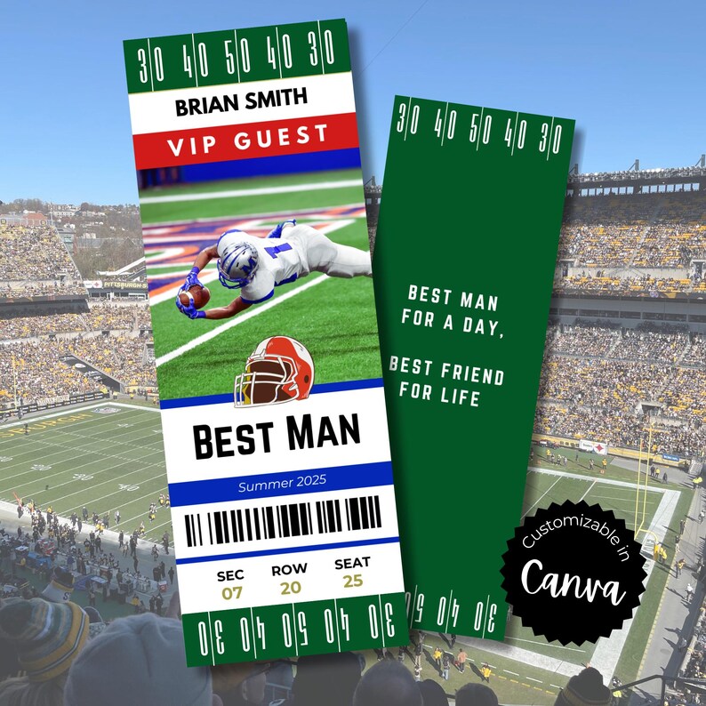 Football Groomsman Proposal Ticket, Best Man Invitation Card ...