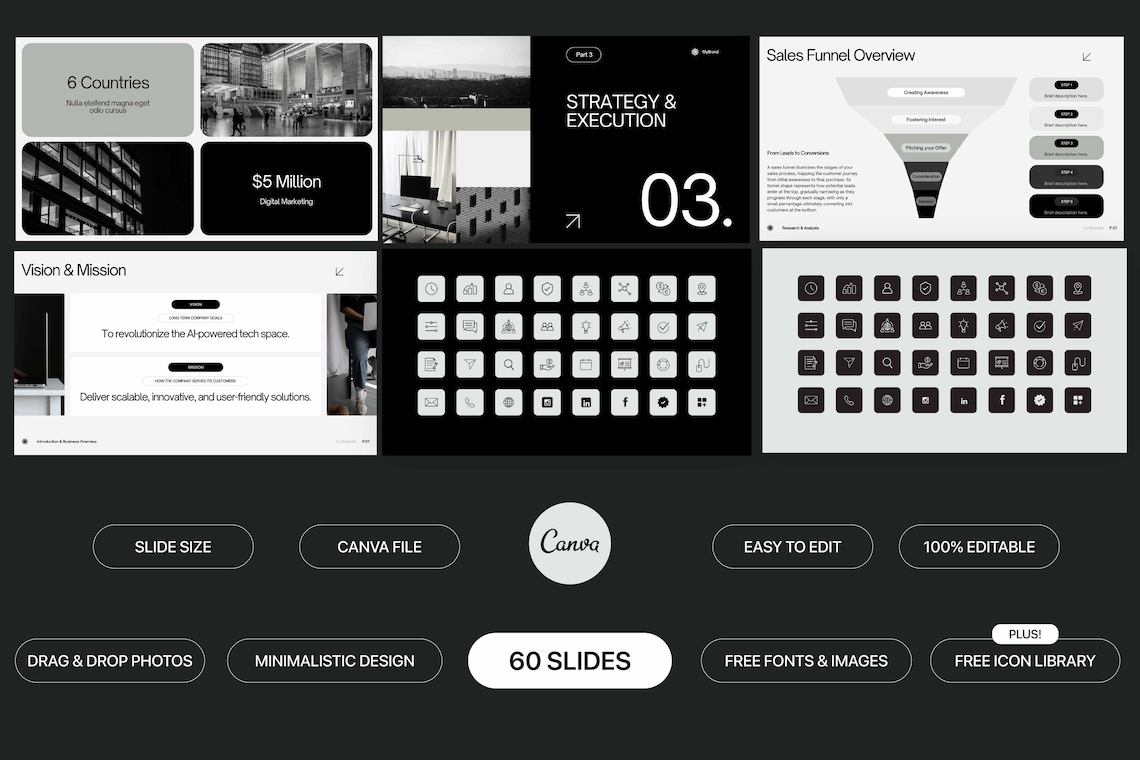 Marketing Plan Pitch Deck Editable Template Canva | Business Proposal ...