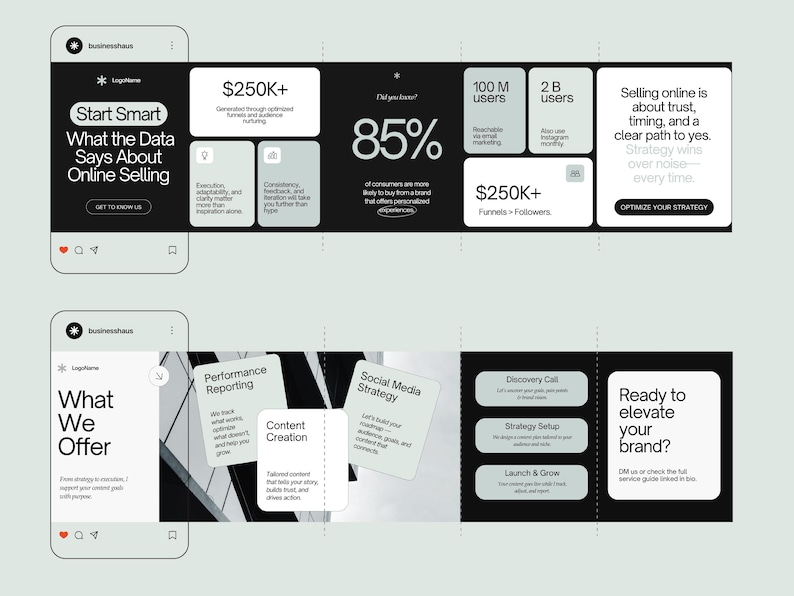 Business Instagram Seamless Carousel Canva Template, Carousel Posts for ...