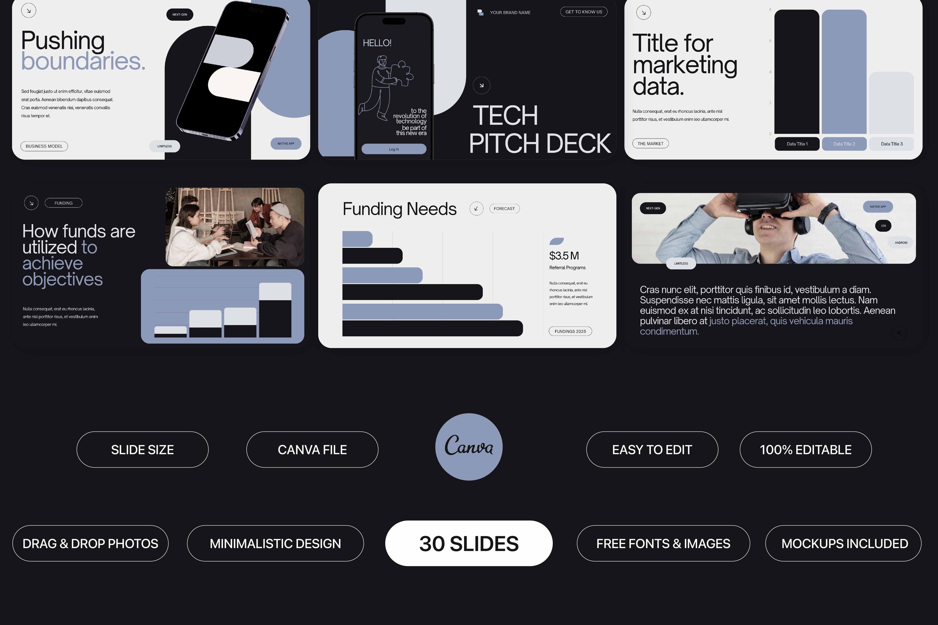 Tech Startup Pitch Deck Template: Modern Presentation, Editable Canva ...