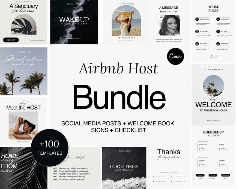 Airbnb Host Bundle Template Welcome Book Social Media Graphics & Signs ...