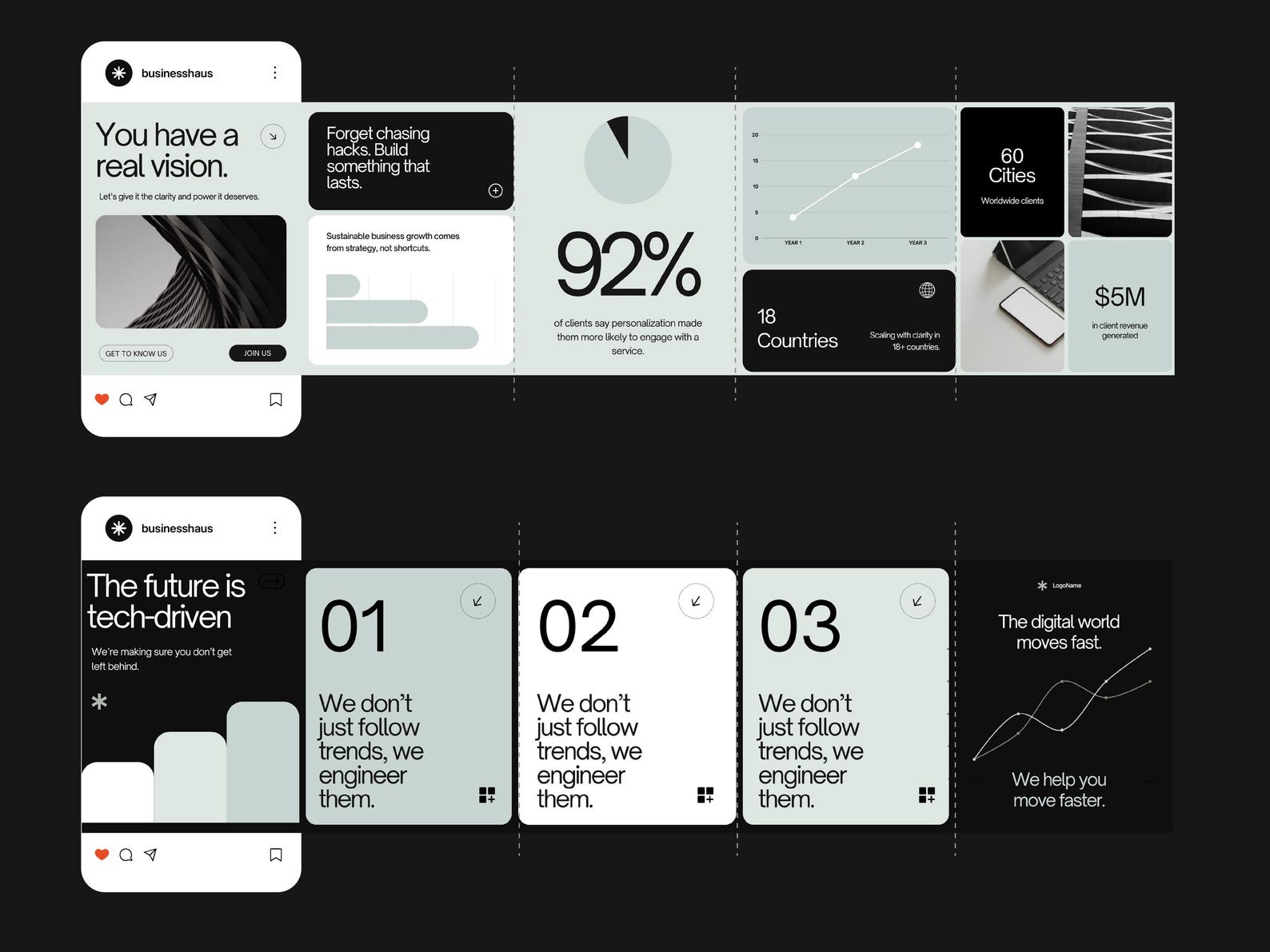 Business Instagram Seamless Carousel Canva Template, Carousel Posts for ...
