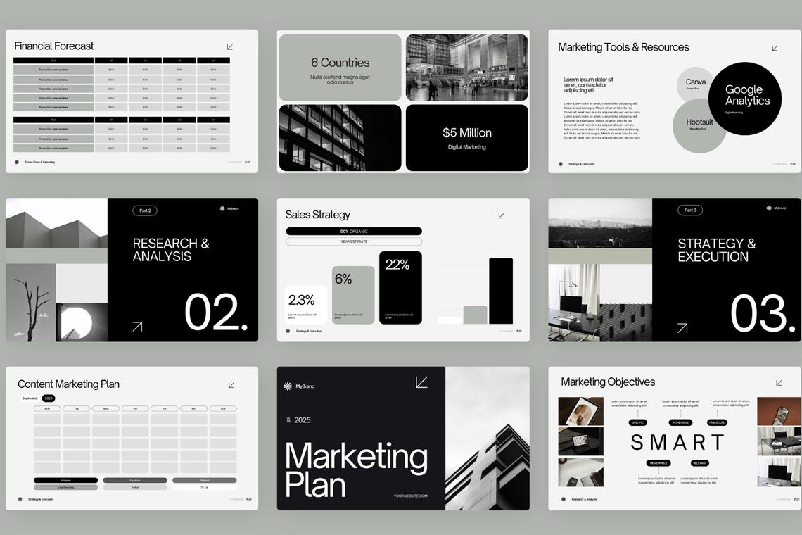 Marketing Plan Pitch Deck Editable Template Canva | Business Proposal ...