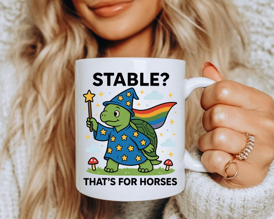 Funny Mental Health Humor Coffee Cup With Wizard Turtle Design, Quirky ...