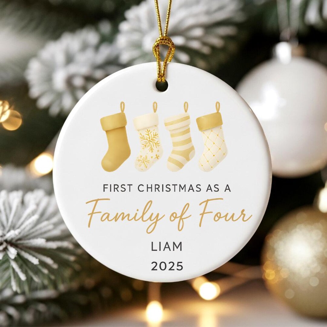 Personalized Family of Four First Christmas Ornament, Custom Holiday ...