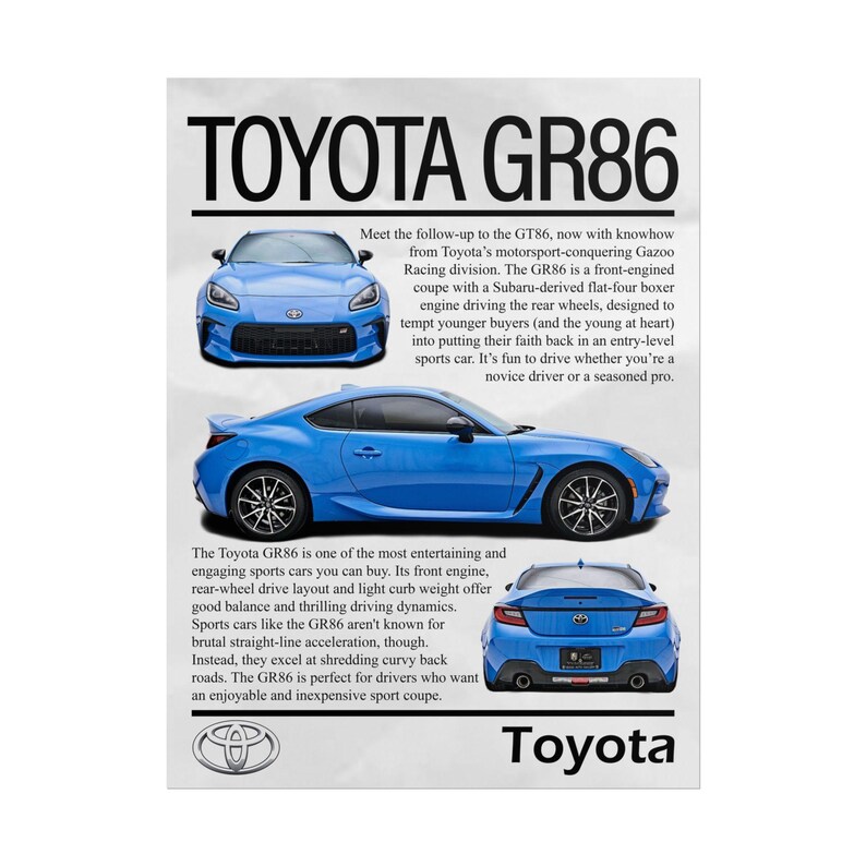 Toyota GR86 Poster - Etsy