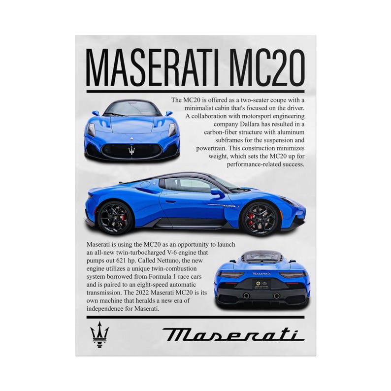 Maserati MC20 Poster - Etsy