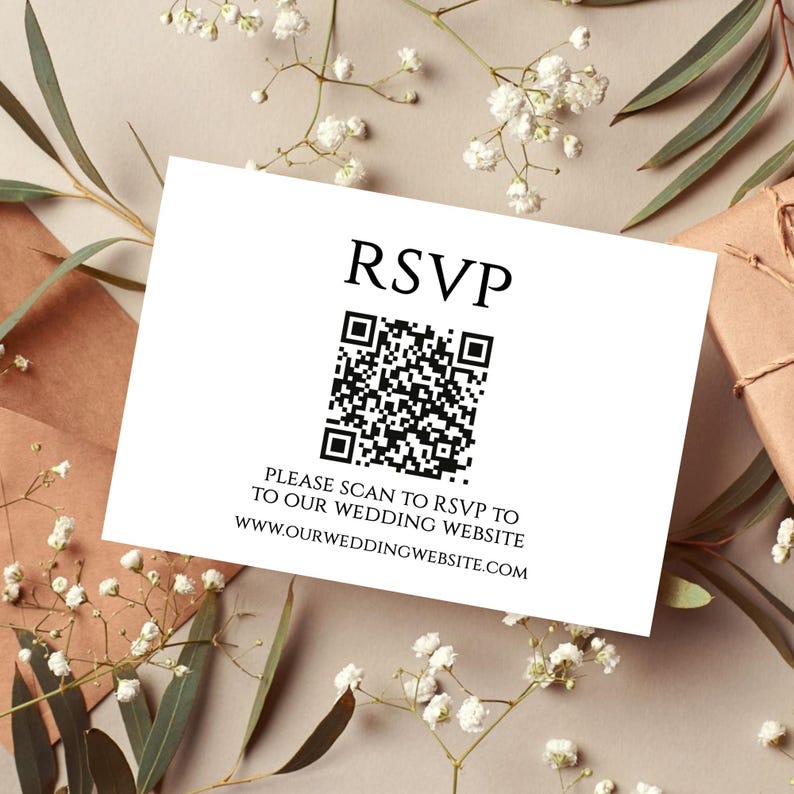 RSVP QR Code Card, Modern Wedding Response Card, RSVP Wedding ...