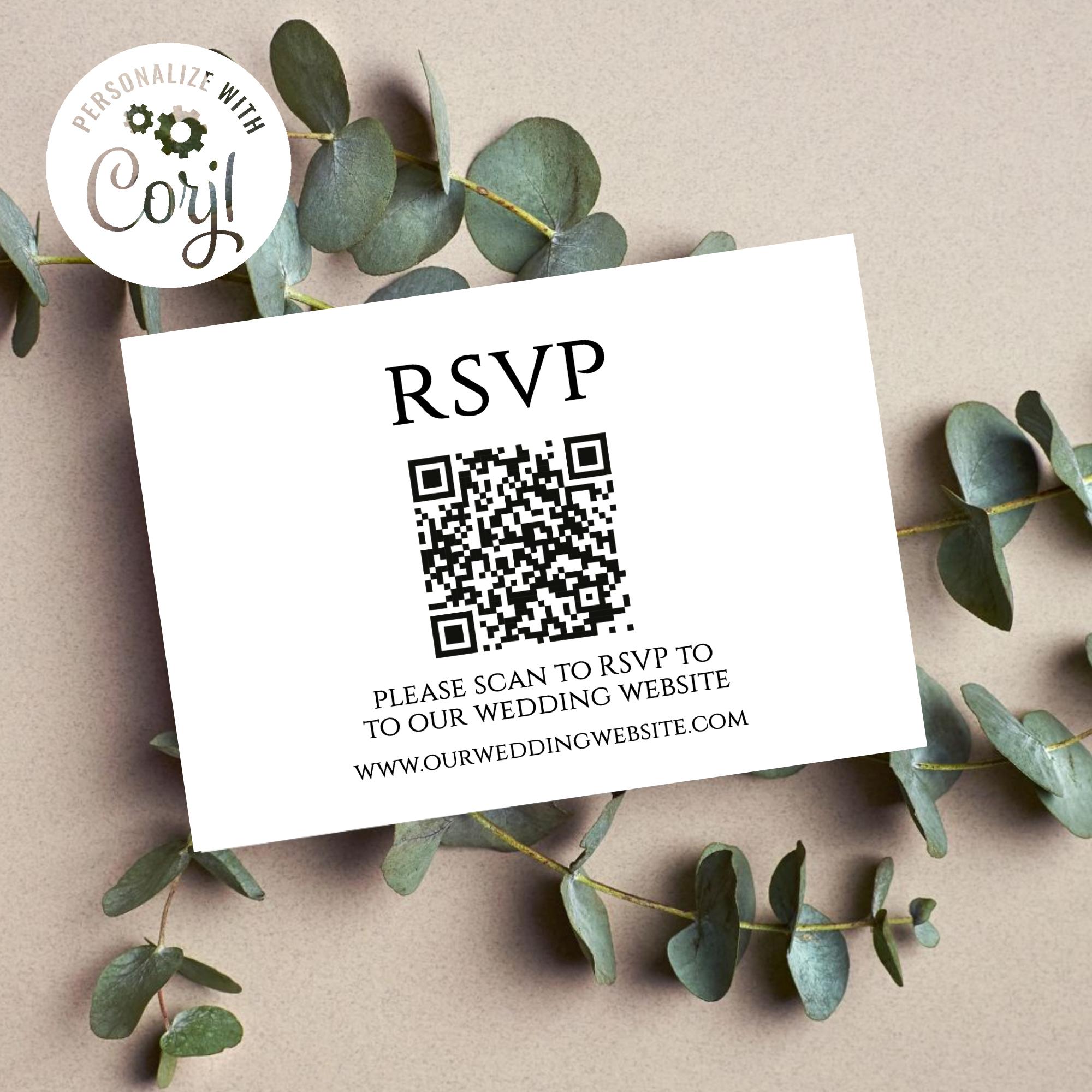 RSVP QR Code Card, Modern Wedding Response Card, RSVP Wedding ...