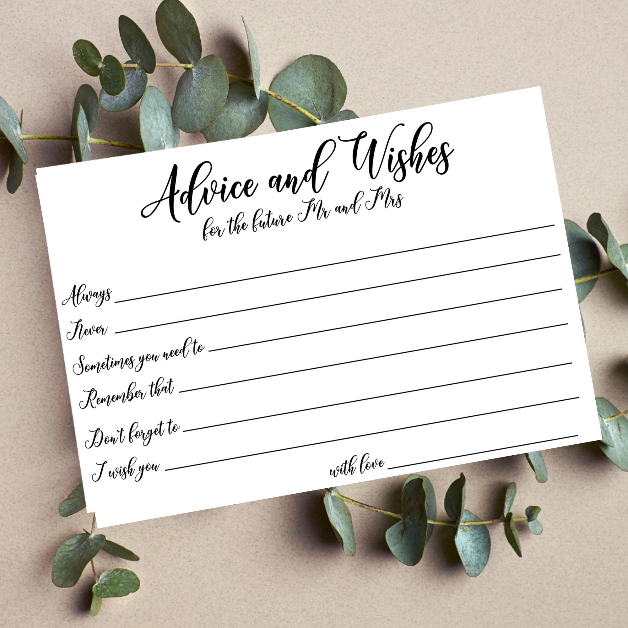Advice for the Bride and Groom Sign and Cards, Advice for the New Mr ...