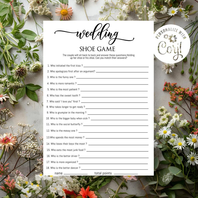 The Wedding Shoe Game, Bride and Groom Games, Wedding Day Game, Wedding ...