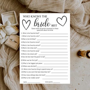 Who Knows the Bride Best Bridal Shower Game, Who Knows the Bride Best ...