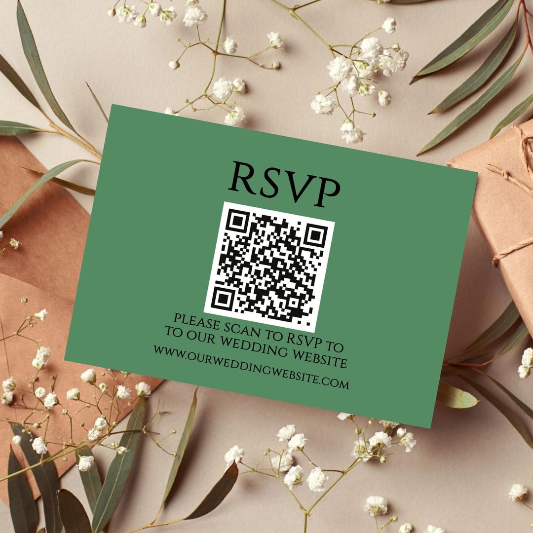 RSVP QR Code Card, Modern Wedding Response Card, RSVP Wedding ...