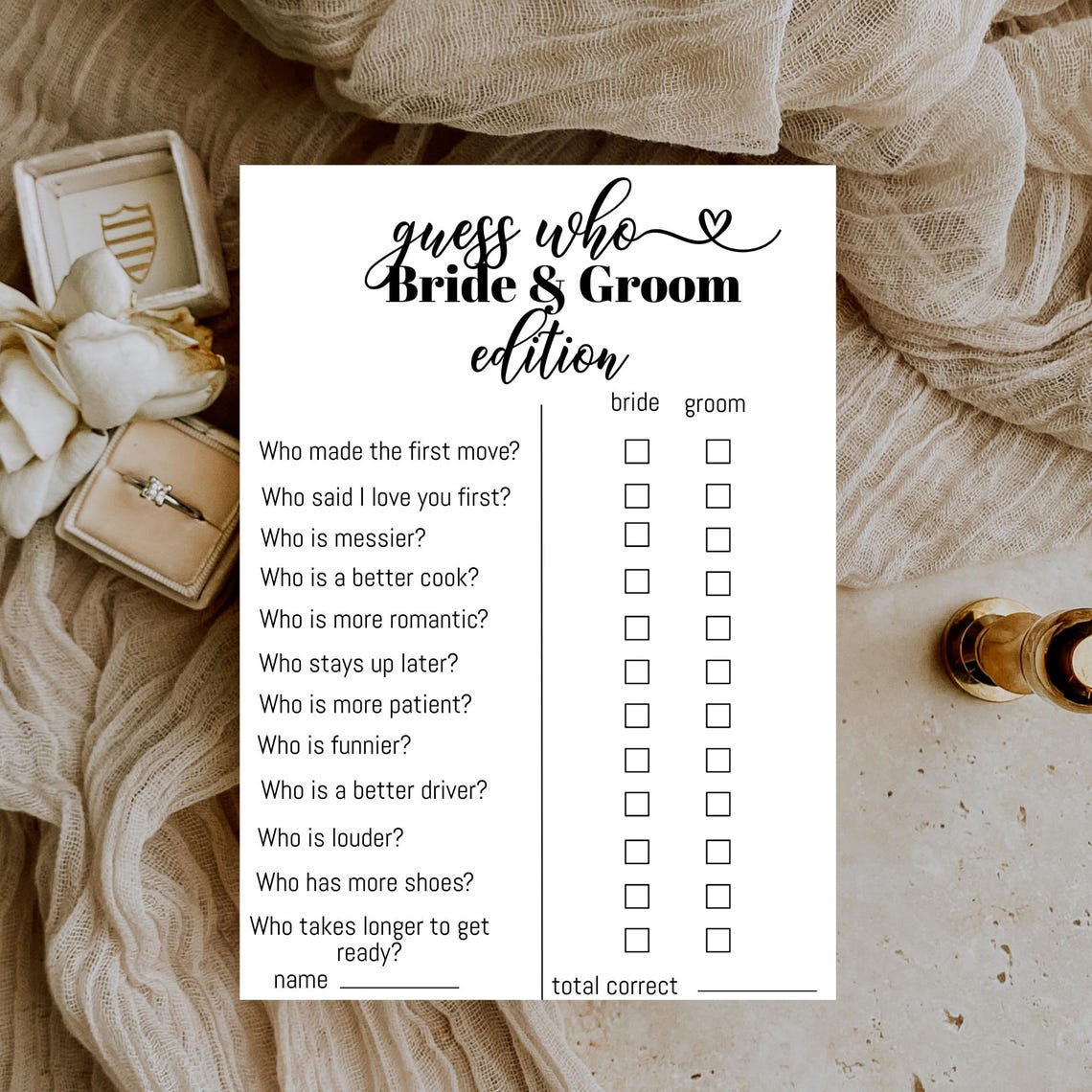Guess Who Bride and Groom Edition, Bride and Groom Trivia Game ...