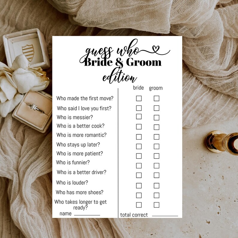 Guess Who Bride and Groom Edition, Bride and Groom Trivia Game ...