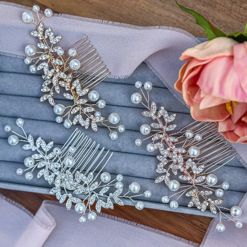 Luxury Bridal Hair Comb With Pearls & Crystals Bridal Hairpiece Wedding ...