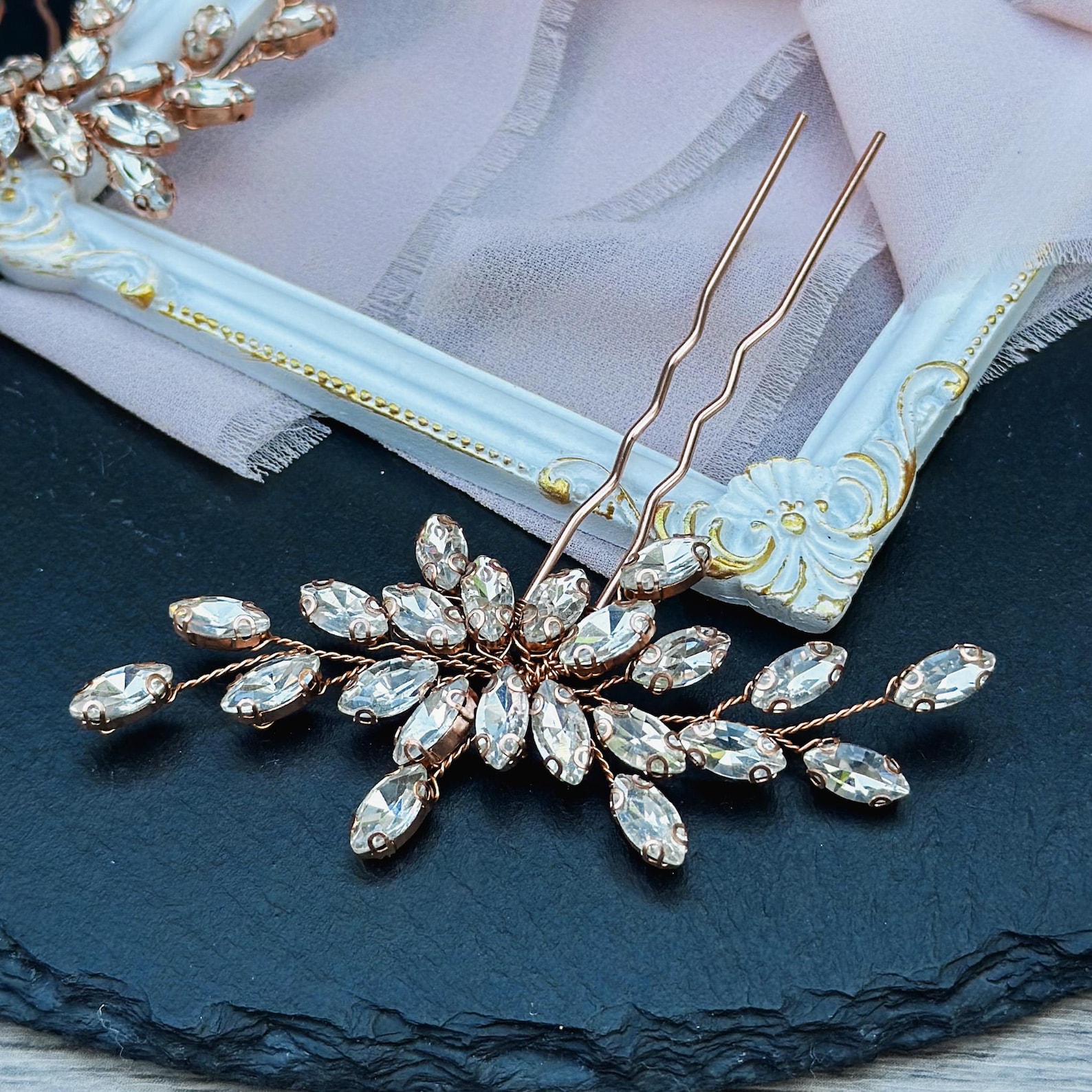 Crystal Hair Pin for Bride Hair Piece Wedding Crystal Headpiece Gold ...
