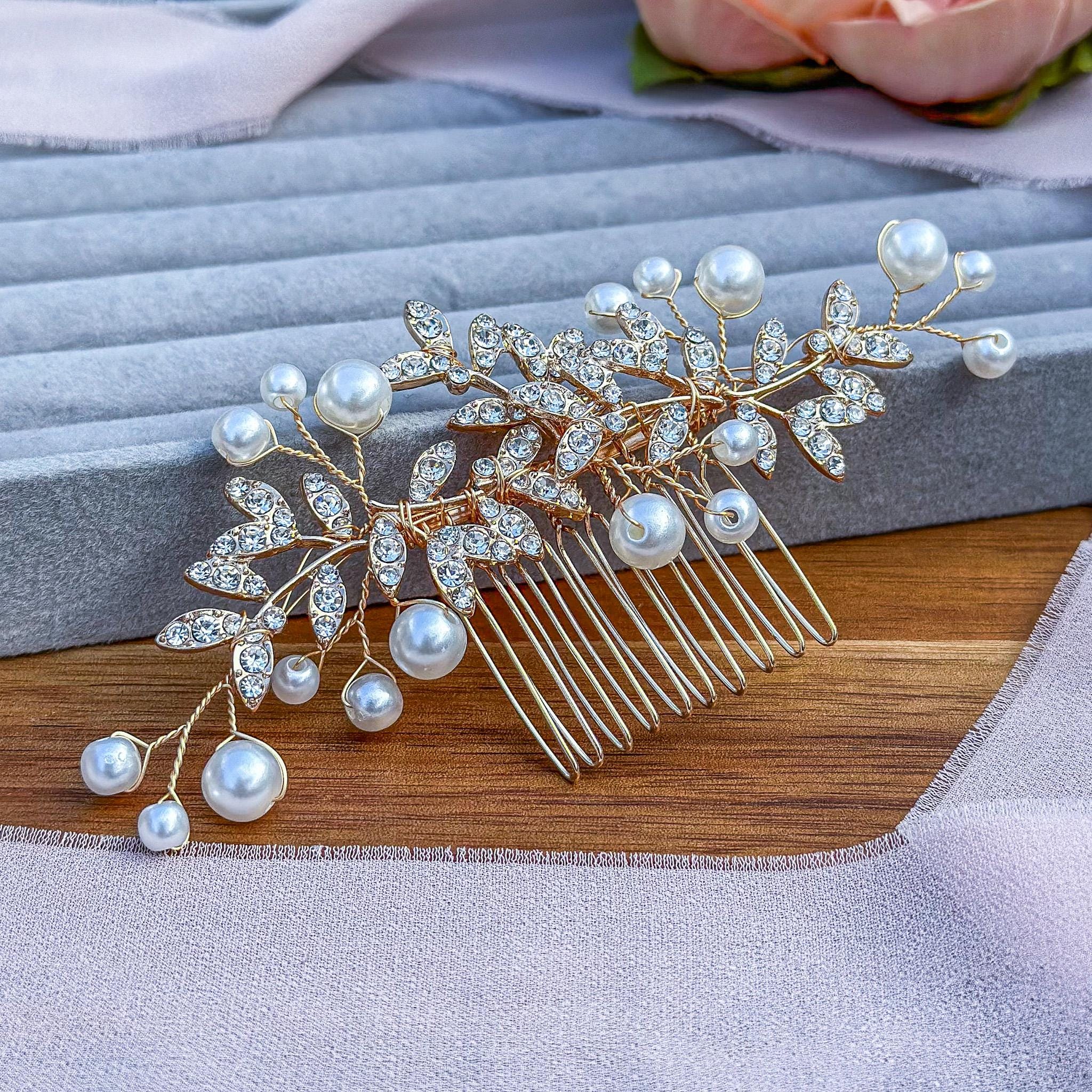 Luxury Bridal Hair Comb With Pearls & Crystals Bridal Hairpiece Wedding ...