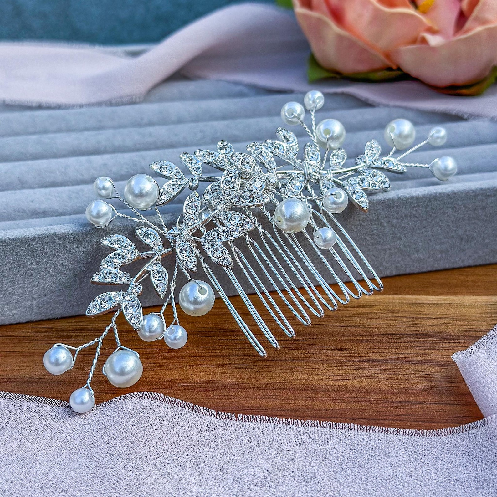 Crystal & Pearl Bridal Hair Piece: Wedding Hair Accessory for Bride and ...