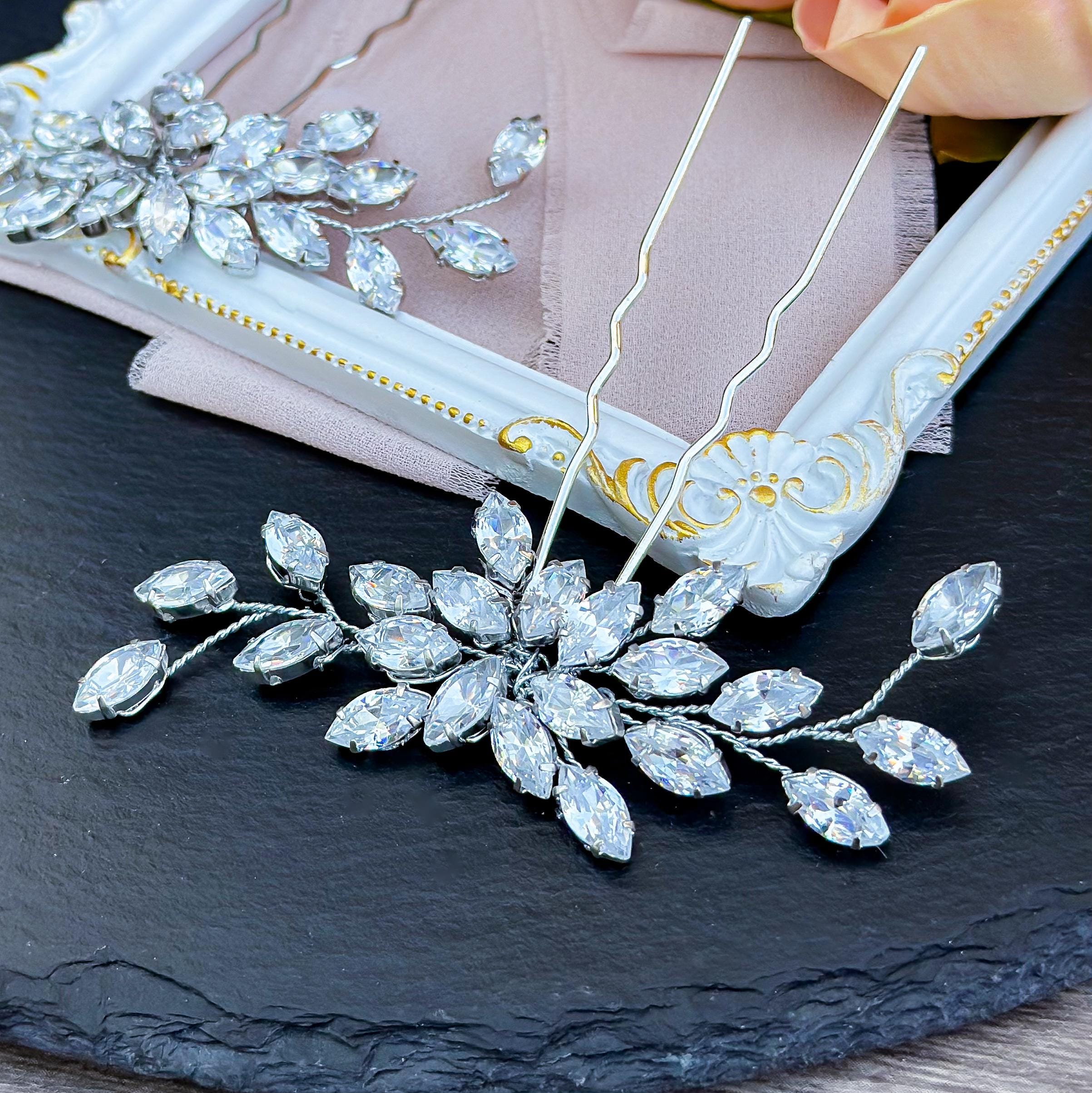 Silver Crystal Bridal Hair Pin Wedding Hair Piece Bridal Crystal ...