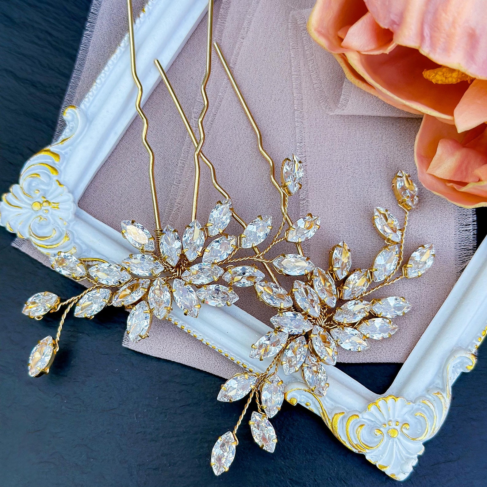Crystal Hair Pin for Bride Hair Piece Wedding Crystal Headpiece Gold ...