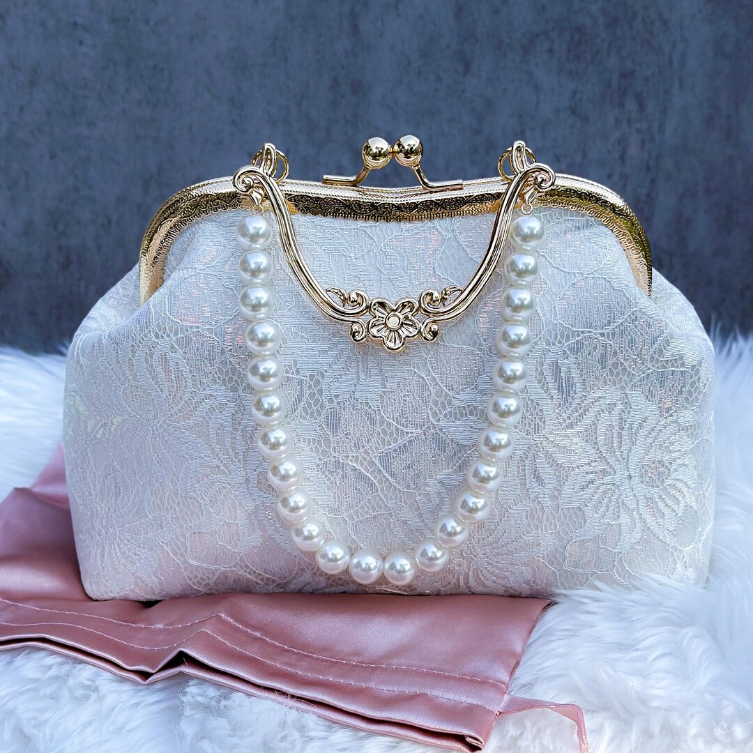 Bridal Lace Purse Wedding Crossbody Bag Kisslock Wedding Shoulder Bag ...