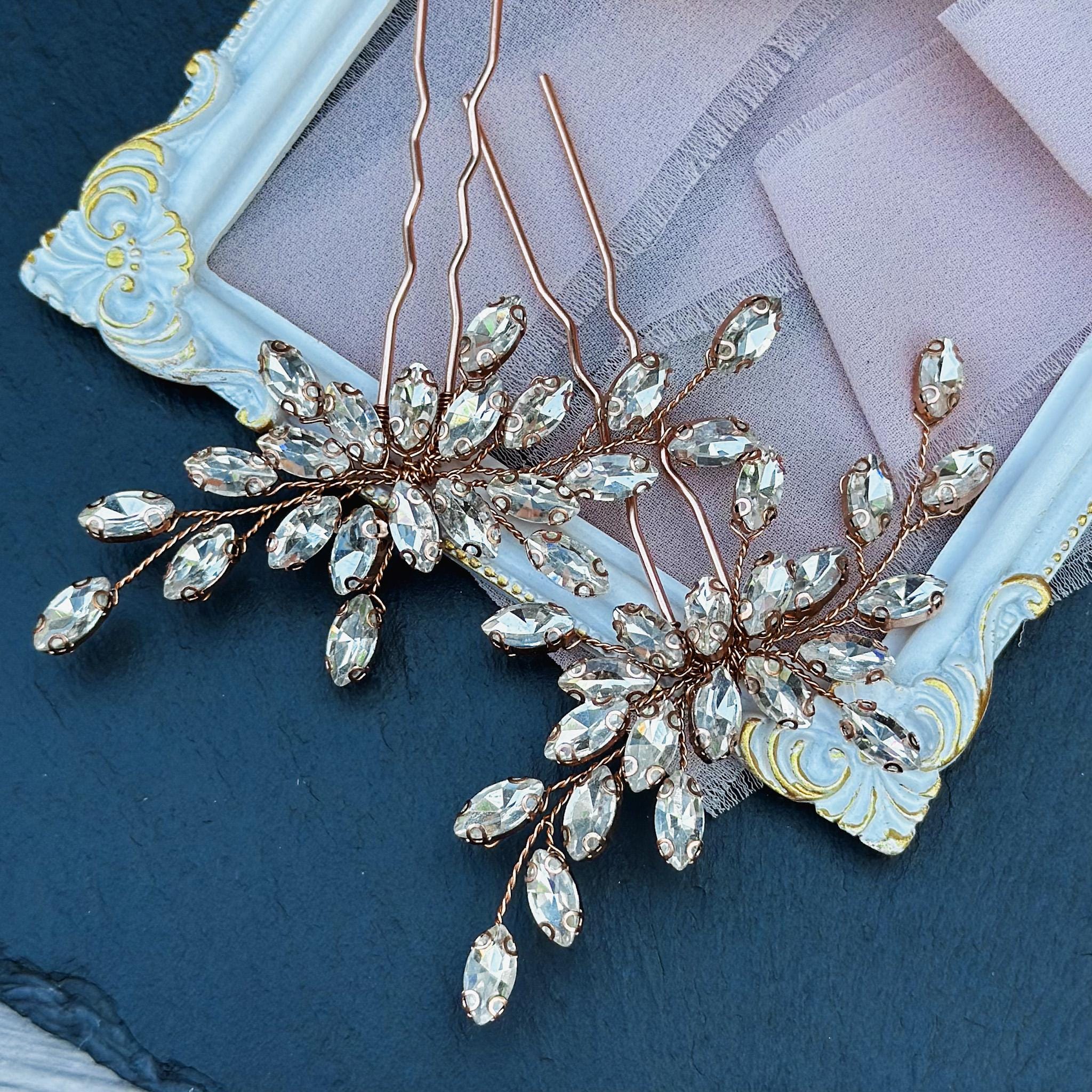 Crystal Hair Pin for Bride Hair Piece Wedding Crystal Headpiece Gold ...