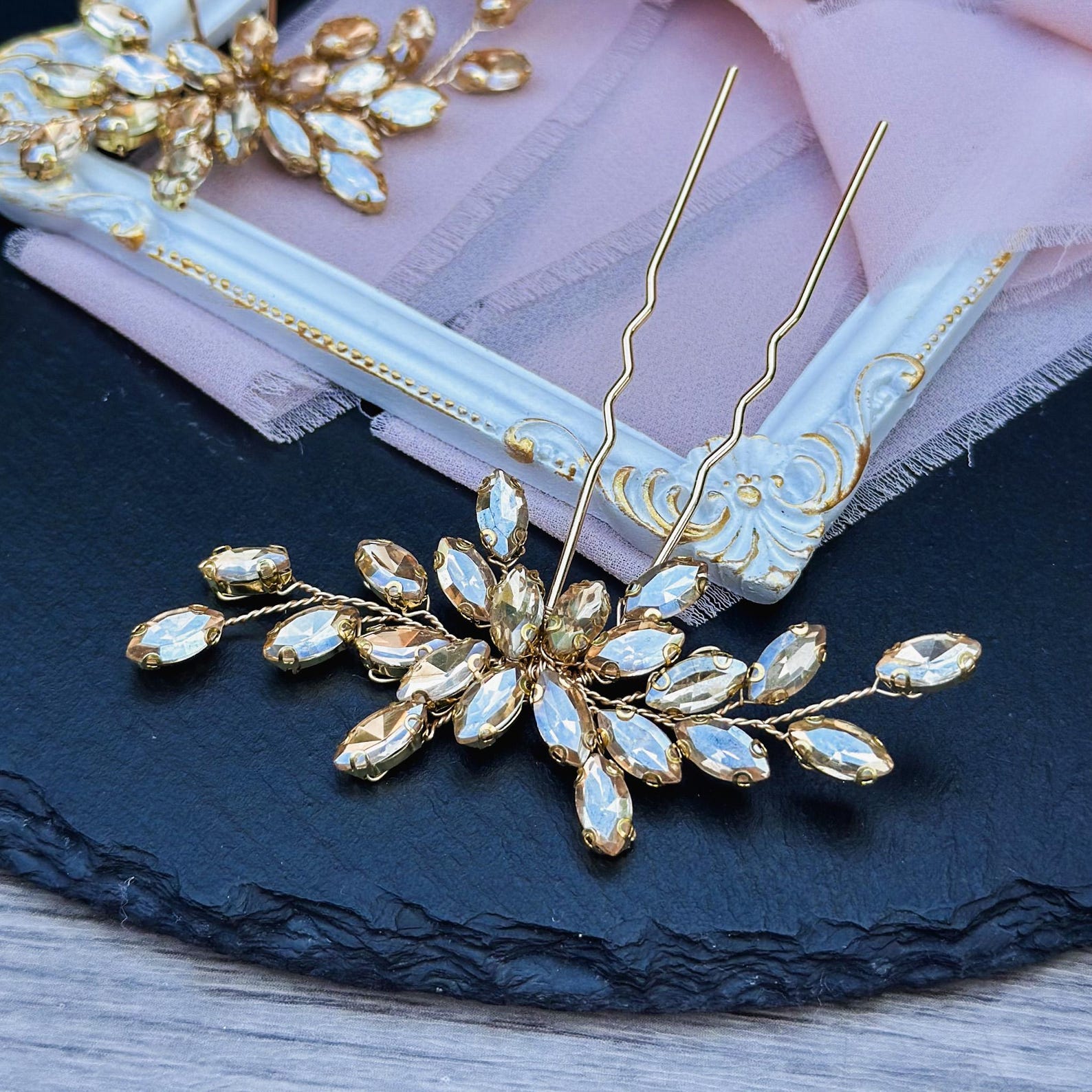 Crystal Hair Pin for Bride Hair Piece Wedding Crystal Headpiece Gold ...