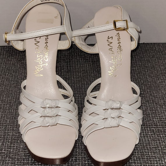 NOS Vintage 1970s California Magdesians White Leather… - Gem