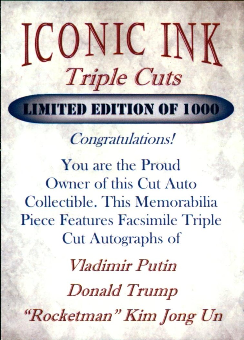 Donald Trump Vladimir Putin Rocketman Iconic Ink Facs Autos Only 1000 ...