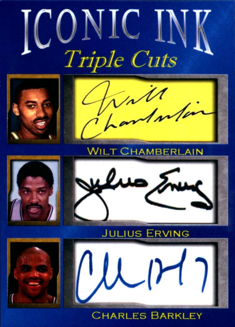Wilt Chamberlain Julius Erving Charles Barkley Iconic Ink Facs Autos Only 1000 Made Philadelphia ...