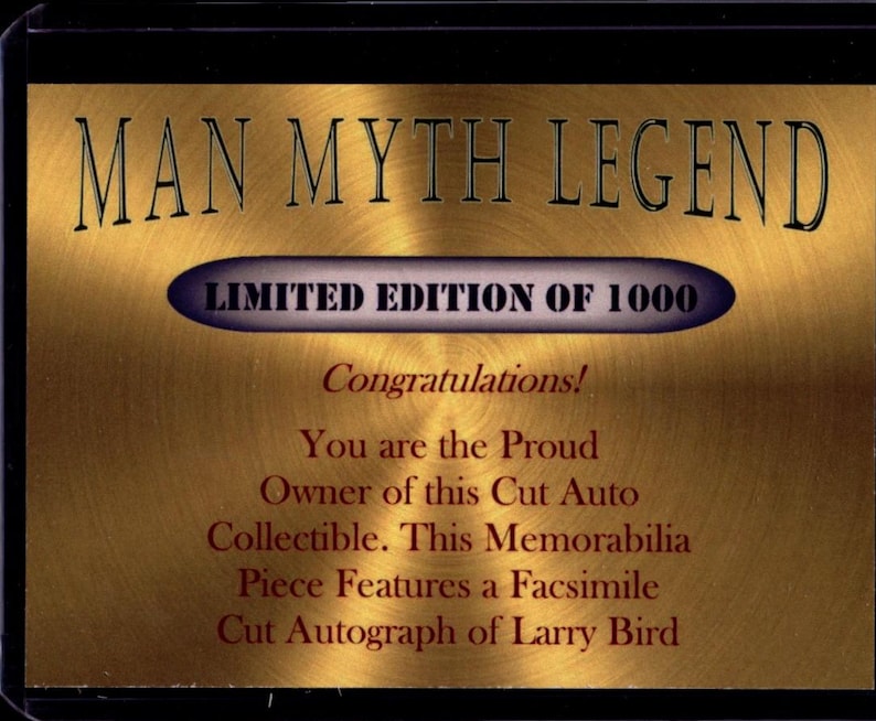 Larry Bird Man Myth Legend Facs Auto Only 1000 Made Boston Celtics - Etsy