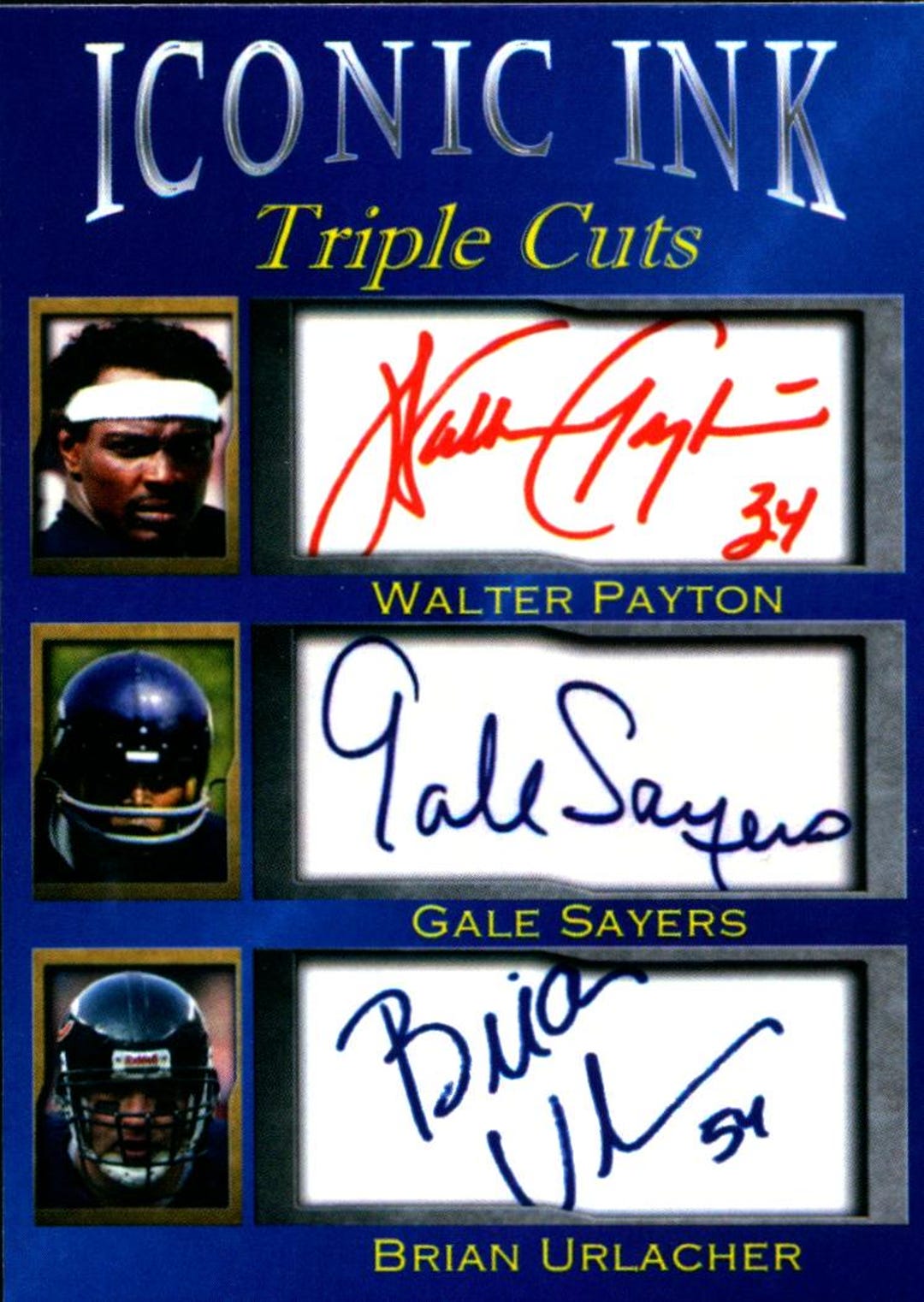 Walter Payton Gale Sayers Brian Urlacher Iconic Ink Facs Autos Only ...