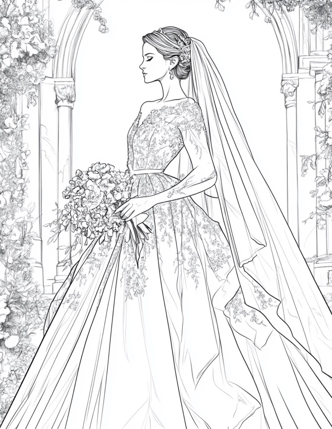 Coloring Pages for Kids and Adults, Lovely Ladies in Lovely Dresses ...